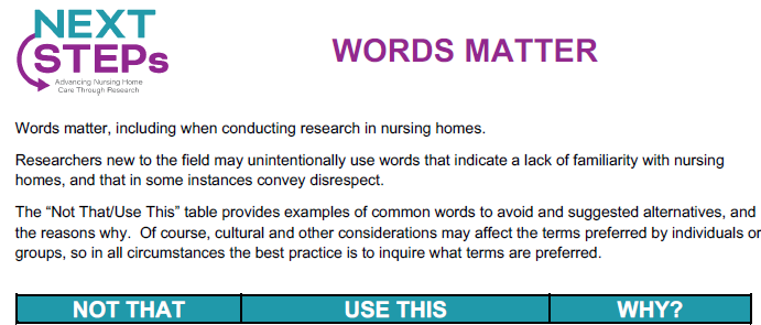 Words Matter - NEXT STEPs Network
